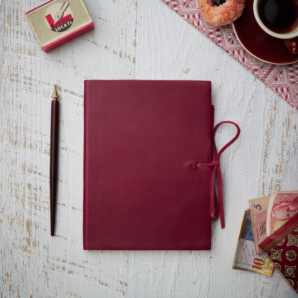 [Various Sizes] LINED Burgandy Soft Leather Journal with Tie Size A4 ...
