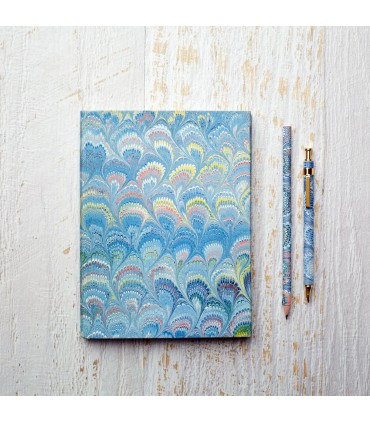 [Various Sizes] Light Blue Peacock Marble Journal Size A5 - Unlined ...